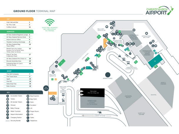 Airport Terminal Maps & Car Park Map - Christchurch Airport
